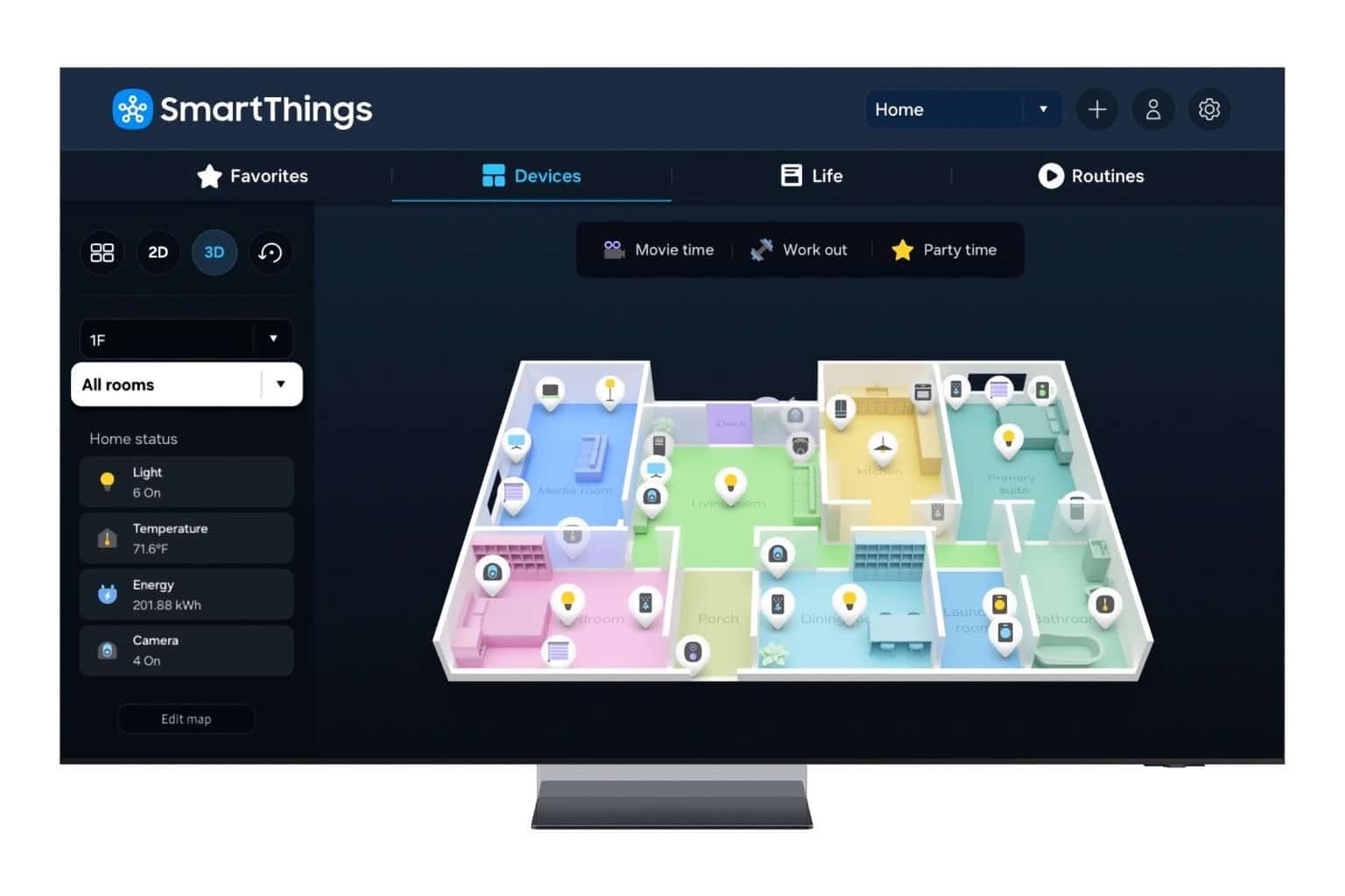 SmartThings, vue en 3D pour les maisons connectées